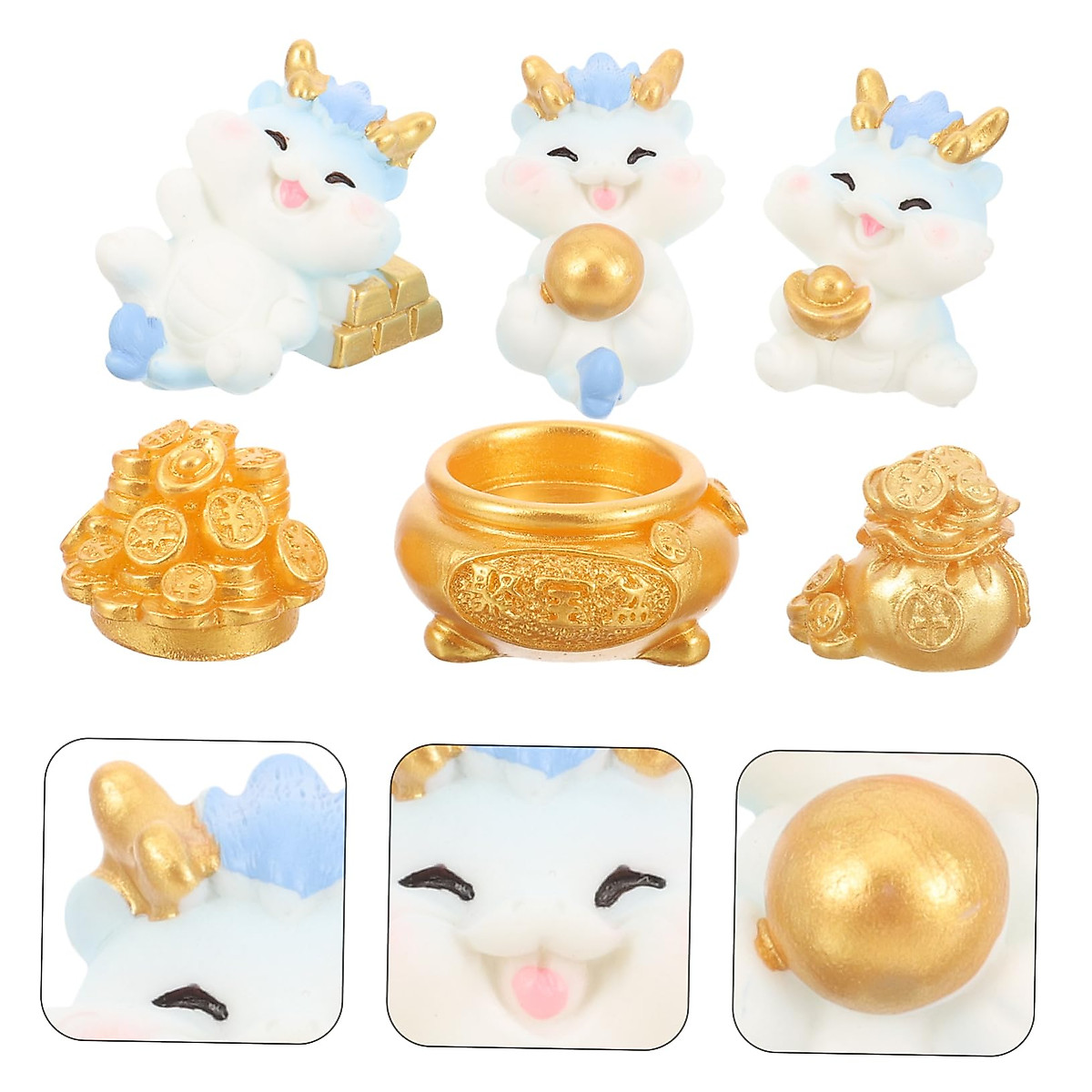 Luxshiny 6 Pcs Mini Animal Figurine Resin Dragon Mascot Doll Adorable Dragon Decor Desktop Dragon Decor