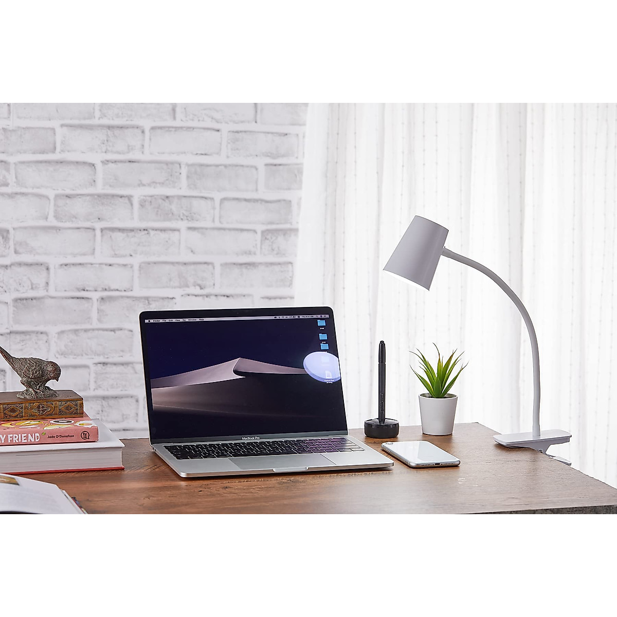 Bostitch Office Adjustable LED Clamp Light, Compact Design, Flexible Neck, Flicker Free, Suction Cups for Stable Installation, White (LED2103)