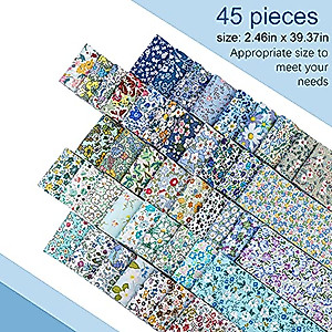 45 Pcs Fabric Jelly Rolls, Jelly Roll Fabric Strips for Quilting, Patchwork Craft Cotton Quilting Fabric, Quilting Fabric, Plain Weave Cotton Fabric（Blue Series)
