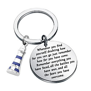 TIIMG Lighthouse Motivational Gifts Nautical Lighthouse Keychain Prayer Religious Christian Gifts (Lighthouse whenever)