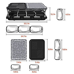 Voohek Korean BBQ Grill Raclette Table Grill Hibachi Electric Indoor Grill 2 in 1 Non-stick Grilling Plate and Natural Cooking Stone Adjustable Temperature 8 Raclette Pans 8 Wooden Spatulas 1300W