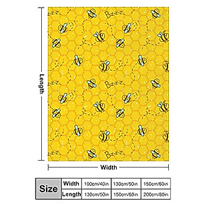 Cute Bee Sofa Throw Blanket Flannel Super Soft Warm Fleece Bedspread Home Decor All Season for Bed Couch Living Room Large 50"X40" in