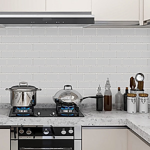 URCOLOR 10-Sheet Subway Tile Peel and Stick Backsplash for Kitchen,12"x12" Self Adhesive Wall Tiles Sticker on Back Splashes for Bathroom Gray