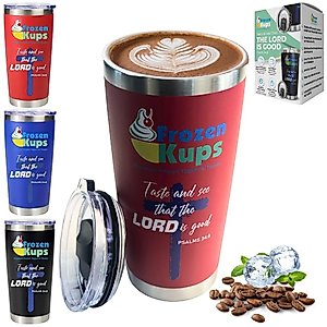 Frozen Kups Coffee Tumbler 20 oz Stainless Steel Vacuum Insulated Cup with Lid, Hot and Cold Travel Coffee Tumbler, Durable Insulated Coffee Mug with Lid, 20oz Tumbler (Red)