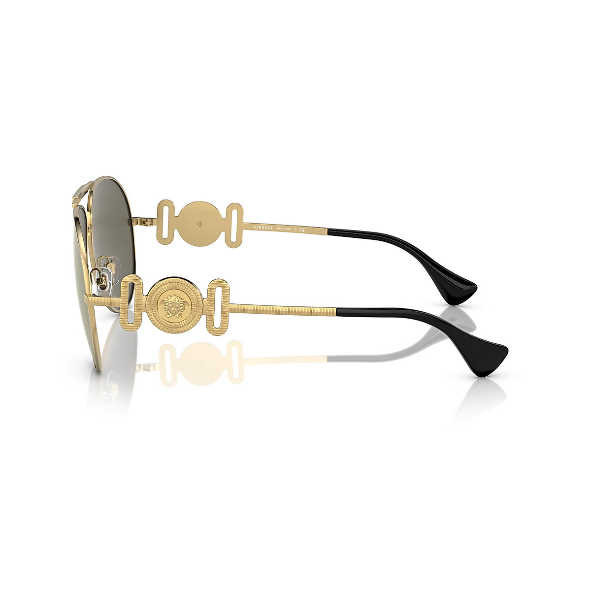 Versace Unisex Sunglasses Gold Frame, Brown Mirror Gold Lenses, 65MM