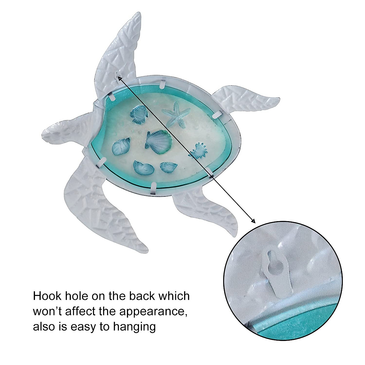 LIFFY 20Inch Metal Sea Turtle Wall Decor Hanging Wall Art Decorations for Beach Pool Patio Seametal