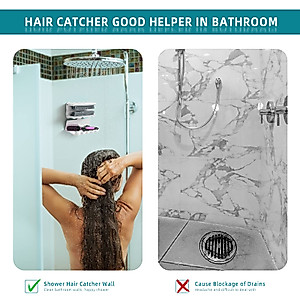 Kucucyle Hair Collector for Shower, 2-in-1 Shower Hair Catcher Wall for Drain Protection, Reusable Wavy Shower Wall Hair Catcher, Foldable Storage Shower Hair Catcher, Snare Protector (White)