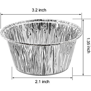 Aluminum Foil Ramekins - 150 Pack 4 oz Disposable Ramekin Aluminum Cupcake liners, Foil Baking Cups Muffin Liners Baking Cups Foil Cups Pans for Tart, Souffle, Appetizer