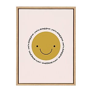 Kate and Laurel Sylvie Your Doing Great Framed Canvas Wall Art by Duchess Plum, 18x24 Natural, Calming Art for Wall