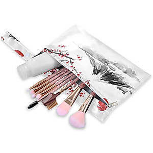 HUXINO Waterproof Wet Dry Bags Japan Mountain Cherry Flower, Kids Baby Cloth Diaper Wet Bags Organizer Reusable Bags Pouch with 2 Zippered Pockets Beach Travel Hiking Gym Bag for Swimsuits Wet Clothes