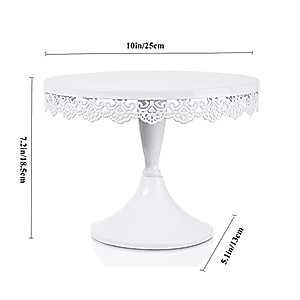 TRSPCWR White Cake Stand 10in , Metal Dessert Display Stands Cupcake Holder, Decor for Wedding, Birthday, Party, Round