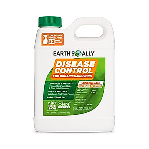 Earth's Ally Disease Control Concentrate for Plants | Fungicide Treatment for Powdery Mildew, Blight, Black Spot, Fungus - Use on Plant & Rose Diseases & More, 32oz Concentrate