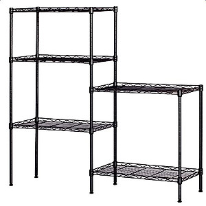 Imseigo 5-Shelf Adjustable Standing Shelf Units, Heavy Duty Storage Shelf Wire Shelving Unit Storage Shelves, Steel Organizer Wire Rack for Garage, Pantry, Closet, Kitchen, Laundry (Black)