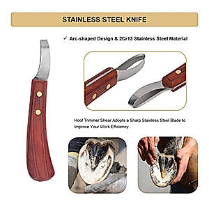 KUIDAMOS Hoof Knive Razor,Farrier Hoof Loop Knife Farrier Supplies Stainless Steel Blade Rubber with Wood Handle Cattle Horse Hoof Cutter for Farrier Tool
