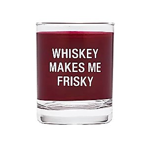 About Face Designs Whiskey Makes Me Frisky Red 10 ounce Rocks Glass (129235)
