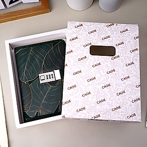 CAGIE Journal with Lock Combination Digital 224 Pages Lockable Secrets Diary, Printed Leaves Design Locking Journal for Adults, 5.1 x 7.4 Inch, Green