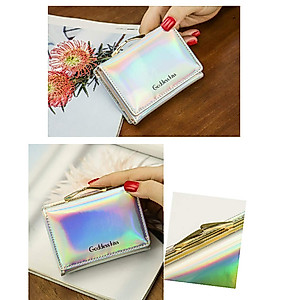 Eilova Orityle Fashion Women Trifold Wallet Shiny Holographic Ladies Girls Purese Clutch Coin Pocket Card Holder Organizer