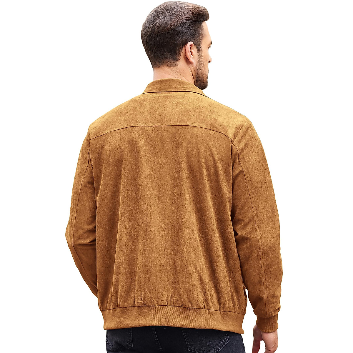 COOFANDY Men's Faux Suede Jacket Lightweight Softshell Flight Bomber Jacket
