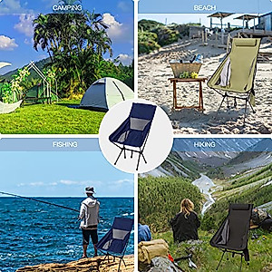 Lyweem Folding Camping Chair for Adults Lightweight Beach and Picnic Chair - Portable High-Backrest Camp Chair - Perfect for Outdoor Activities 330LBS Support, Blue