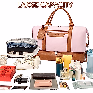 Travel Duffle Bag With Shoe Compartment for Women Weekende Bag,Large Capacity Overnight for Girls