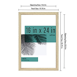 MCS Studio Gallery 16x24 Poster Frame Natural Woodgrain, Vertical & Horizontal Wall Hanging Large Picture Frame for Photos, Posters & Art Prints (1-Pack)