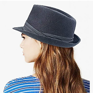 Classic Panama Fedora Hat for Women Men Gatsby Fedoras Short Brim Manhattan Structured Trilby Beach Sun Hats for Fishing Black