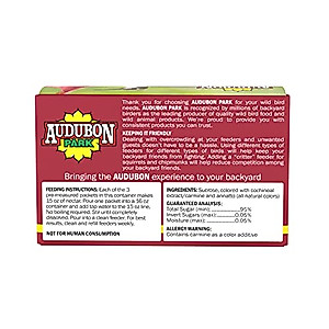 Audubon Park Hummingbird Food Wild Bird Nectar, Hummingbird Food for Outside Feeder, (3) 3-oz. Pre-Measured Packets