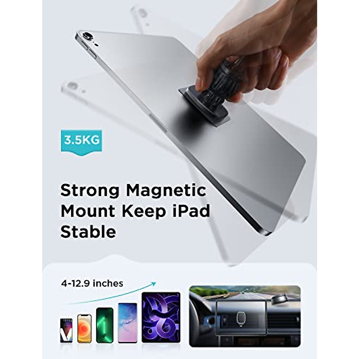 LISEN Magnetic Phone Holder for Car Cell Phone Magnet for Car Magnetic Car Mount 6 Strong Magnets Universal Vent Phone Mount for Car Compatible with All 4”-13” Tablets & Smartphones