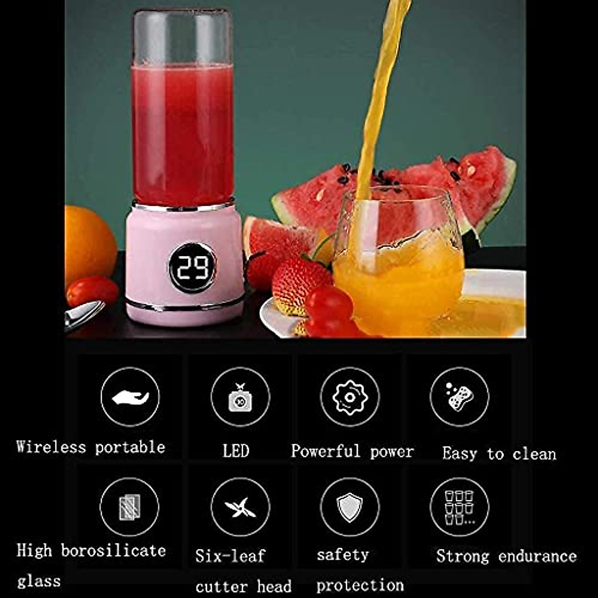 Water cup Electric juicer Blender Blender Blender Blender Food Processor Blender Blender Blender Blender Mini Portable Rechargeable Electric Juicer Can Squeeze Smoothie Juice Smoo ZJ666