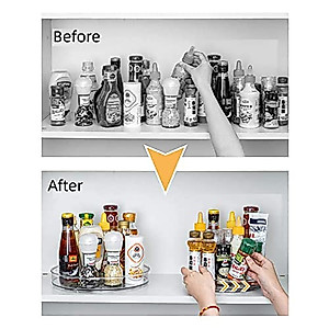 yulumaoyi Lazy Susan Turntable for Cabinet Plastic Clear 2 Tier Lazy Susan Cabinet Organizer Removable AKA-PL-398 not