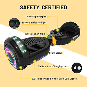 SIMATE 6.5" Hoverboard with Bluetooth & LED Lights, Self Balancing Hover Boards for Kids & Adults & Girls & Boys, for All Ages…