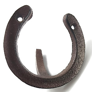 TIHOOD 4PCS Coat Hooks Vintage Wall Hanger Cast Iron Horseshoe Hooks Heavy Duty Clothes Hanger for Hanging Coat Hat Key Towel