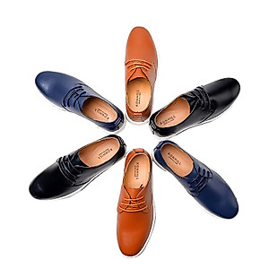 konhill Men's Casual Oxford Shoes Breathable Flat Fashion Lace-up Dress Shoes,Navy,45