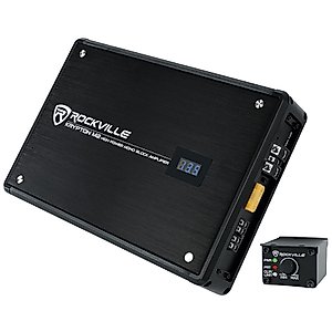 Rockville KRYPTON-M2 Mono Car Amplifier, 1 Ohm, 3000W, Class-D, EQ, Low Pass Filter, Dyno-Certified, Bass Remote, Perfect for Subwoofers and Car Audio