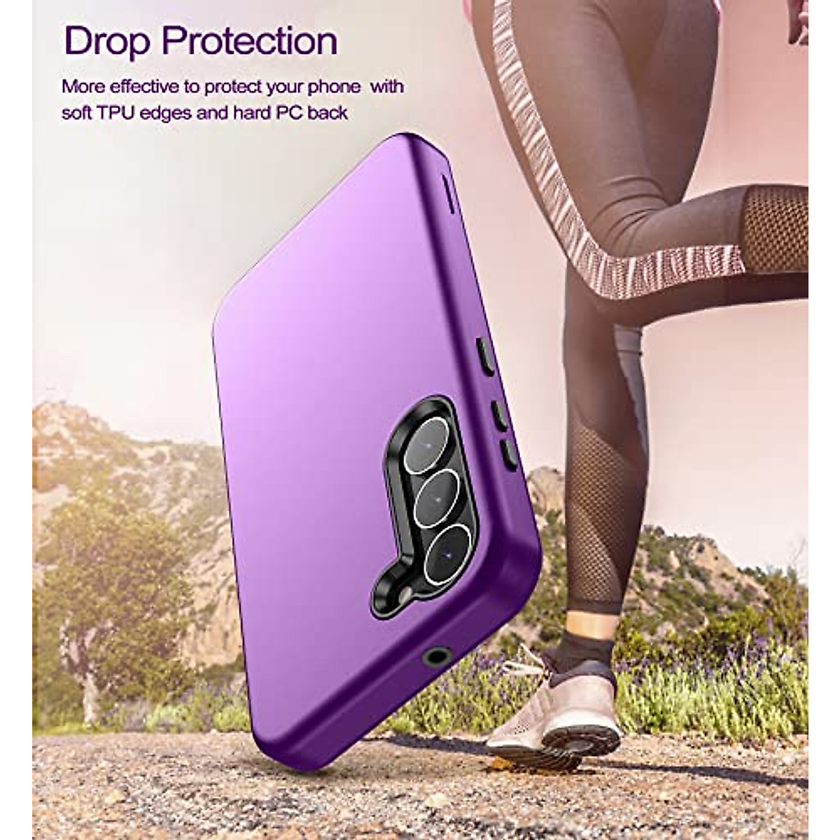 WeLoveCase Galaxy S23 5G 3-in-1 Heavy Duty Protection, Hybrid Shockproof TPU Bumper, Full Body Protective Cover - 6.1 Inch, Purple