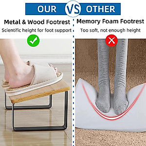 Foot Rest for Under Desk, New Upgrade Wooden with Metal Ergonomic Foot Stools Under Desk at Work, Office Footstools Under Desk Pressure Relief for Back and Body Comfort, Matte Black Footrest