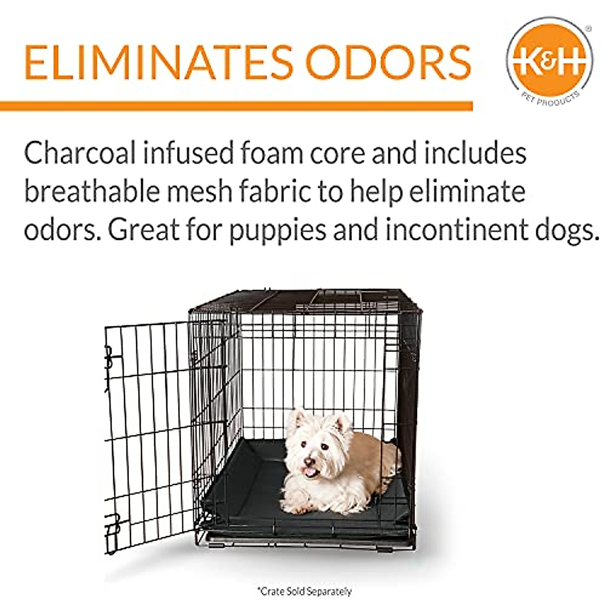 K&H Pet Products Odor-Control Crate Pad Gray Small 20 X 25 Inches