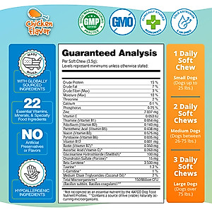5Strands Dog Multivitamin Chews, 10-in-1, Vitamins & Postbiotics, All Ages & Breeds - Digestion, Brain, Organs, Heart, Mobility, Vision, Skin & Coat, Immune Health - Dog Supplement (Chicken, 90ct)