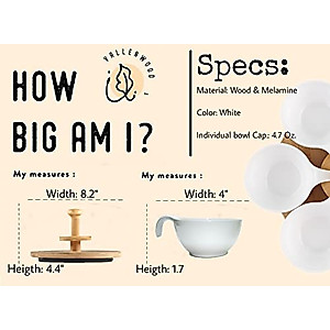 VALLENWOOD 6 Melamine Appetizer Serving Bowls with Bambo turning Tray. Reusable Non Disposable plates. Partys. Kawaii, Veggie, Cute. Sectioned Platter. Vegetables. Chip And Dip, Entertaining