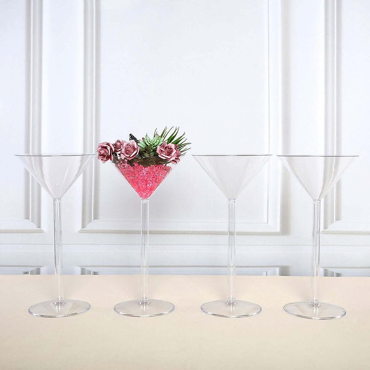 TABLECLOTHSFACTORY Wholesale Plastic Sturdy Centerpiece Martini Cup Stand Wedding Party Event Decoration - SET OF 4