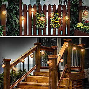 LIDORE 10 Counts Brown Rattan Balls String Light. Warm White Light Brown Cord for Patio Garden and Summer Party