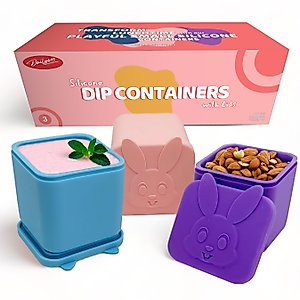 Dailyess 3 Pack Reusable Condiment Containers with Lids for Sauce Dressing (4oz), Small Condiment Cups for Snacks Salad Dressing Lunch Box, Dipping Sauce Cups, Mini Containers with Lids for Food