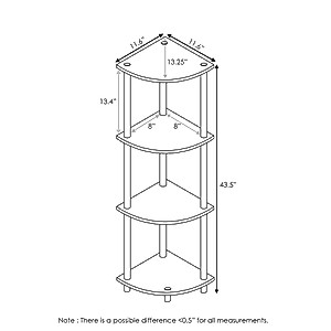 Furinno Turn-N-Tube 4-Tier Corner Display Rack Multipurpose Shelving Unit, Columbia Walnut/Black