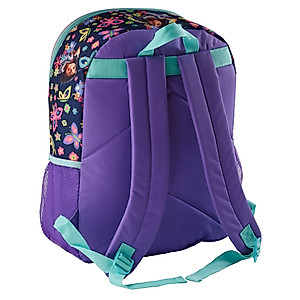 Disney Encanto Mirabel 4 Piece Backpack set, Flip Sequin School Bag for Girls with Front Zip Pocket, Mesh Side Pockets, Insulated Lunch Bag, Water Bottle, and Squish Ball Dangle