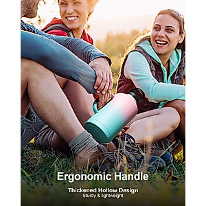 Trebo 64oz Water Bottle Insulated with Straw &2 Lids, Half Gallon Double Wall Vacuum Stainless Steel Metal Large Jug with Handle, Wide Mouth Coffee Flask Mug with Carry Pouch, Keep Cold Hot, Pink