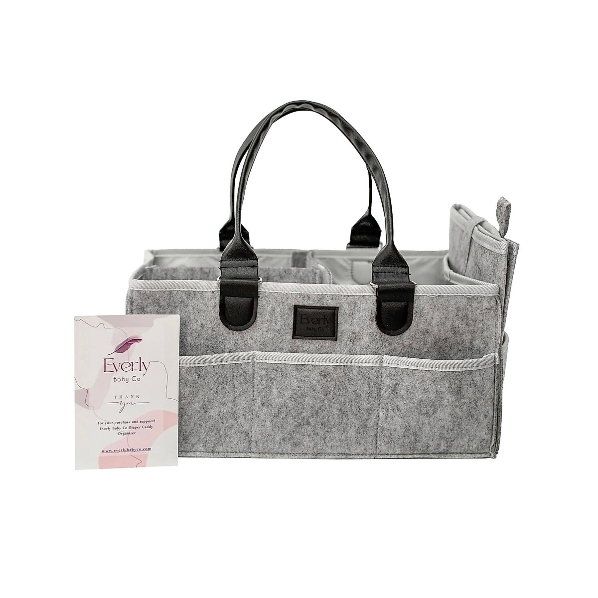 Everly Baby Co - Diaper Caddy Organizer - Large Nursery Storage Bin - Baby Diaper Basket - Waterproof Liner - Diaper Changing Pad - Storage Basket - Car Diaper Caddy