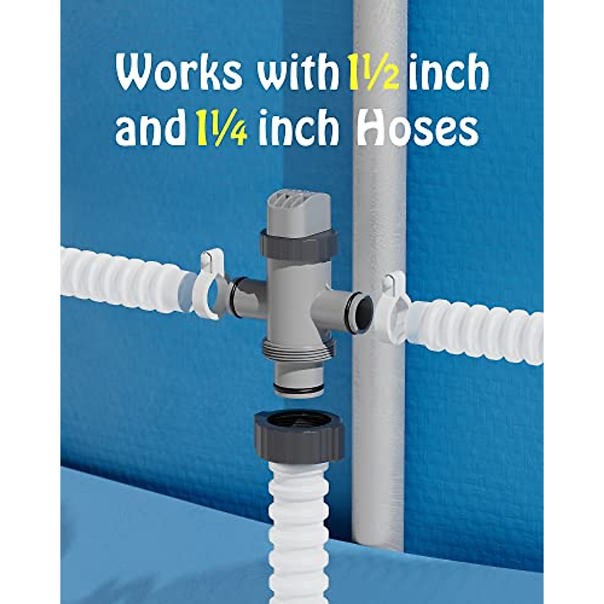 SHAPON Dual Split Hose Plunger Valve Compatible with Intex Pool Parts and Accessories Replacement for Above Ground Swimming Pool and Pool Filter Pump (1 Pack)