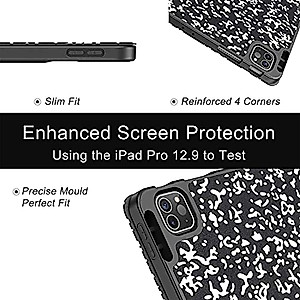 Tuosake iPad Pro 12.9 Case 2021/2022 5th/6th Generation with Pencil Holder,Slim Lightweight Trifold Stand Case【Pencil Charging+Auto Sleep/Wake】 Soft TPU Back Cover for iPad Pro 12.9 inch-Book