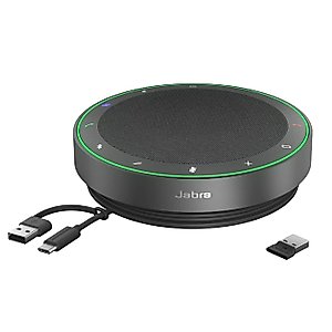 Jabra Speak2 75 Wireless Bluetooth Speakerphone - Portable Speaker with 4 Noise-Cancelling Mics, 65mm Full-Range Speakers & USB-A Bluetooth Adapter - Certified Microsoft Teams Speaker - Dark Grey