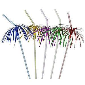 Toyvian 100pcs Party Fireworks Straws Creative Drinking Straws Plastic Assorted Straws Supplies Decoration (Random Color)